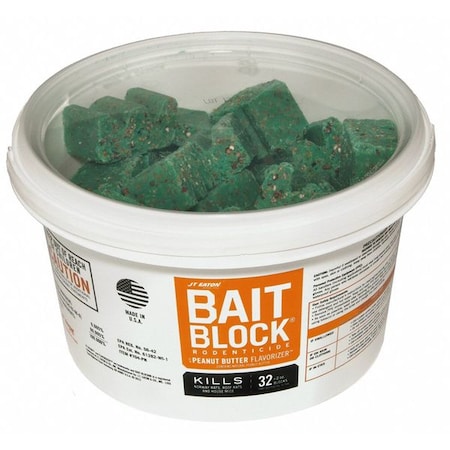 Jt Eaton 4 lb Bait Block Rodenticide, Green Blocks, Peanut Butter ...