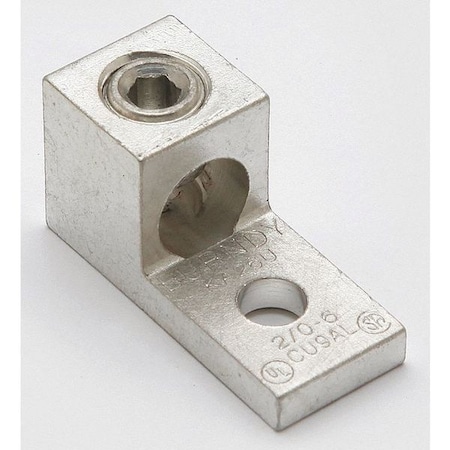 Burndy Mechanical Lug, 2/0 AWG Max, 1 Conductor, 1 Hole, 1/4 in Stud ...