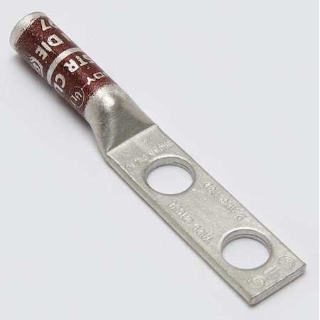 Burndy Two-Hole Compression Lug, 2 AWG Max, 3/8 in Stud, Long Barrel ...