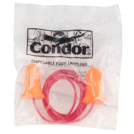 Condor Condor Disposable Foam Ear Plugs, Bell Shape, 32 dB, Orange, 100 ...
