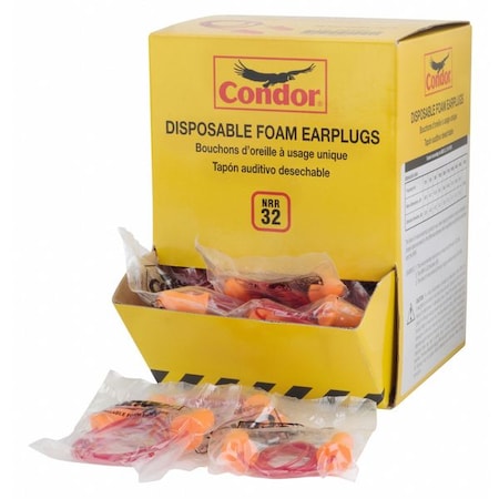 Condor Condor Disposable Foam Ear Plugs, Bell Shape, 32 dB, Orange, 100 ...