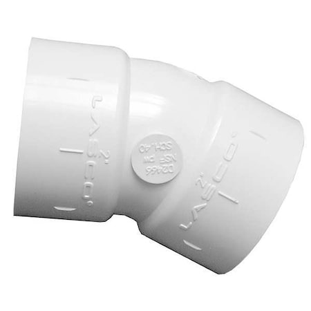 Zoro Select PVC Elbow, 22-1/2 Degrees, Socket x Socket, 4 in Pipe Size ...