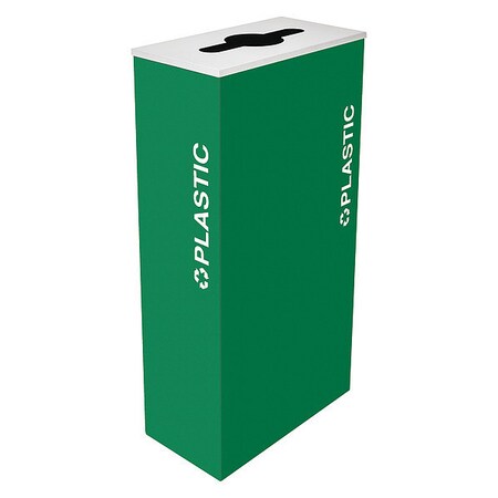 Tough Guy 17 gal Rectangular Recycling Bin, Open Top, Green, Steel, 1 ...