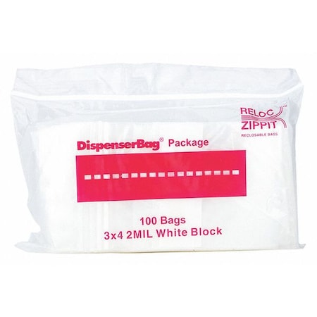 Reloc Zippit Clear Reclosable Bags, 2 mil, 3"x4", PK1000, 4 L, 3 W ...