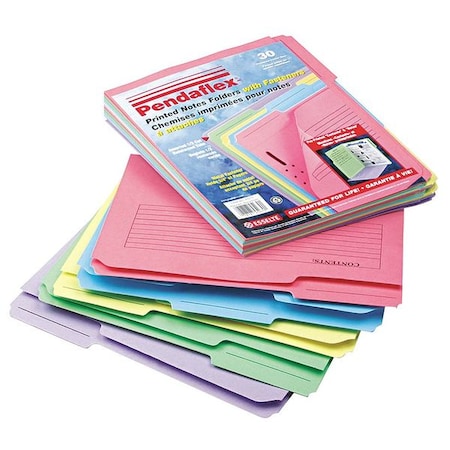 Zoro Select File Folders 8-1/2" x 11", 1/3-Cut Tab, Assorted Colors ...