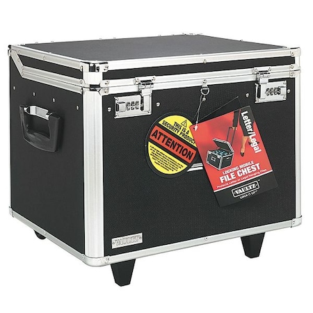 Vaultz File Box, Aluminum, Chrome, PVC, 17 1/4 in W, 15 in D, 14 1/4 in ...