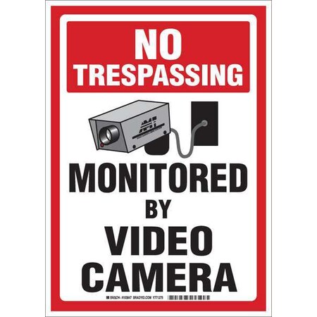 Brady No Trespassing, Monitored By Video Camera, 10 in W x 14 in H ...