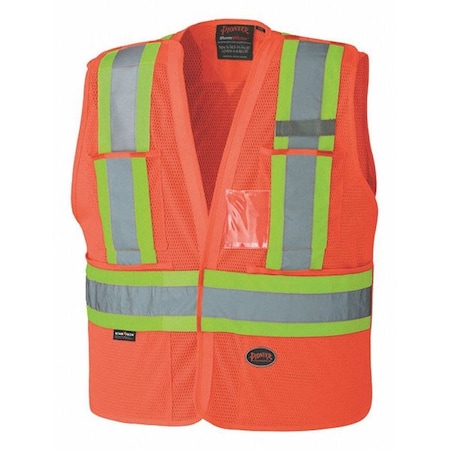 Pioneer Mesh Vest, Tear-Away, Hi-Vis Orange, 45XL V1021450U-4/5XL | Zoro