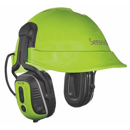 Sensear Hard Hat Mounted Electronic Ear Muffs, 23dB, SMARTMUFF, Green ...