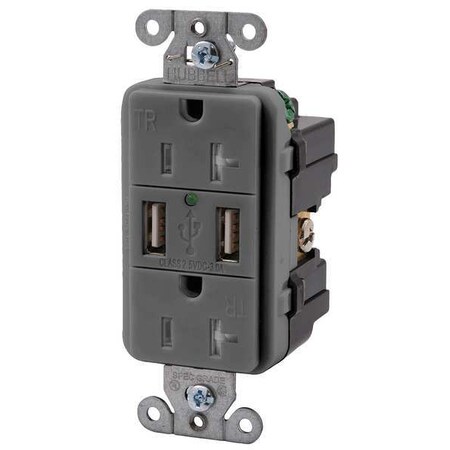 Hubbell Wiring Device-Kellems USB Charger Receptacle, 20 Amps, 125V AC ...