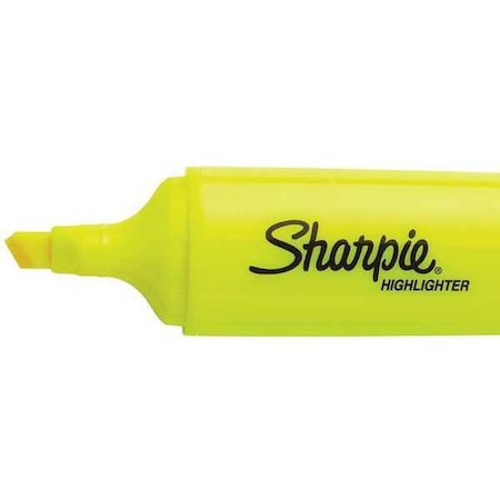 Sharpie Highlighter, Wide Barrel, Yellow, PK12 25005 | Zoro