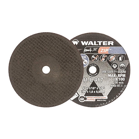 Walter Surface Technologies ABRASIVE CUTTING DISC, Type 1, 4 in Dia, 1/ ...