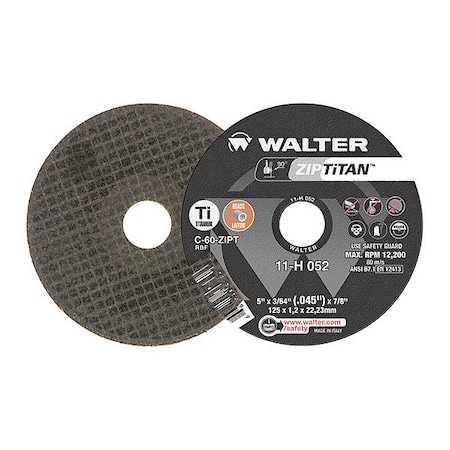 Walter Surface Technologies ABRASIVE CUTTING DISC, Type 1, 5 in Dia, 3/ ...