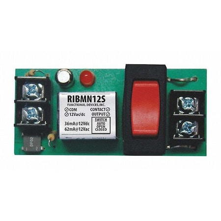 Functional Devices-Rib Track Mount Relay, 15A, SPST/Override RIBMN12S ...