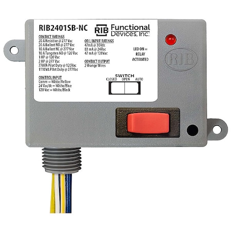 FUNCTIONAL DEVICES INC / RIB Enclosed Relay,20A,SPST-N/C (RIB2401SB-NC ...