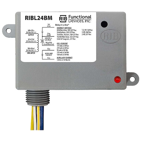 Functional Devices-Rib Enclosed Mech Latching Relay, 20A RIBL24BM | Zoro