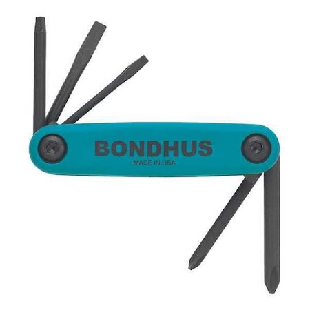 Bondhus 5 Piece SAE Fold-Up Phillips/Slotted/Square Key Set, 12543 ...