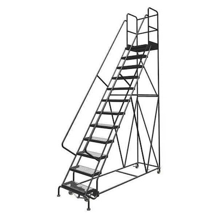 Tri-Arc 156 in H Steel Rolling Ladder, 12 Steps, 450 lb Load Capacity ...