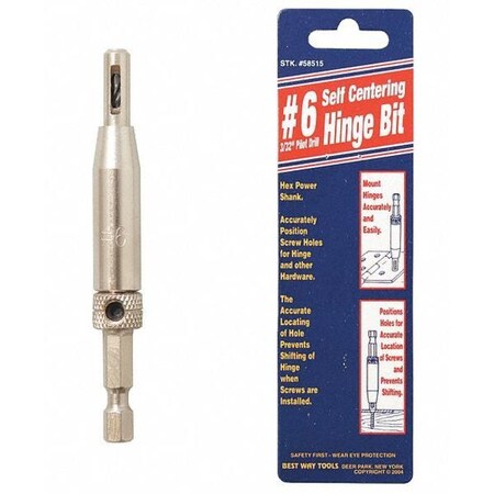Best Way Tools Self Centering Hinge Bit, #6 58515 | Zoro