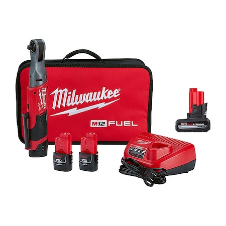Milwaukee Tool M12 FUEL 3/8" Ratchet 2 Battery Kit + M12 HIGH OUTPUT ...