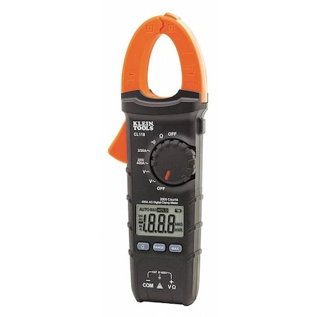Klein Tools Digital Clamp Meter, AC Auto-Ranging, 400A CL110 | Zoro