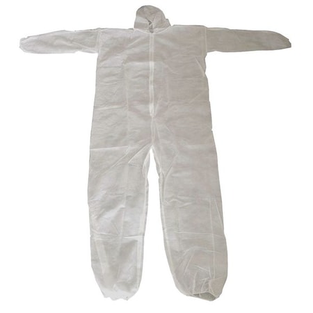 Condor Hooded Disposable Coveralls, 25 PK, White, Polypropylene, Zipper ...