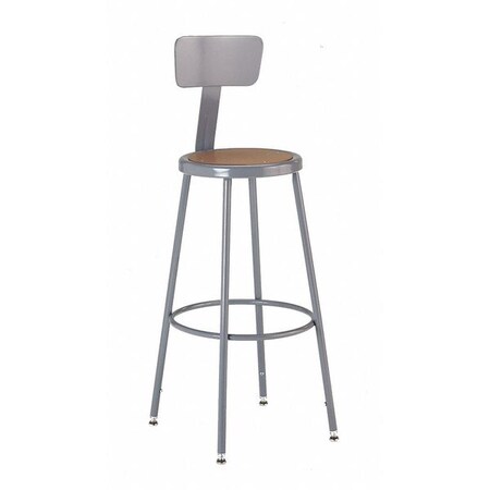 600 Series Industrial Stool Ind. Stool w/Bck, Adj. Height, 19-27"H, Gry ...