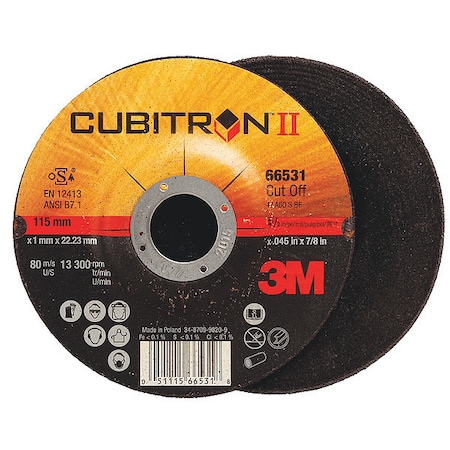 3M Cubitron Cubitron II Cut-Off Whl 66531, T27 4.5inx 66531 | Zoro
