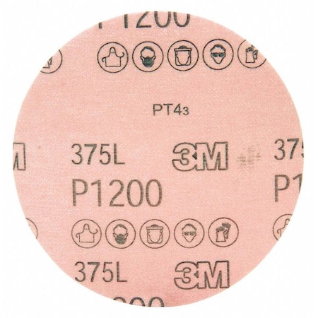 3M Hookit Flm Dsc 375L, 5 x NH, P1200, PK250, 5 in Dia, 500X, Aluminum ...