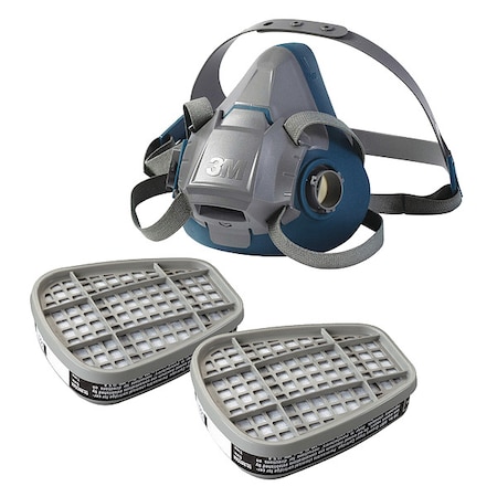 3M Half Mask Respirator Kit, Rugged Comfort 6500 Series, Organic Vapor ...