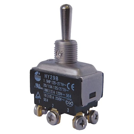 Power First Toggle Switch, DPDT, 15A @ 277V, Screw 29FG38 | Zoro