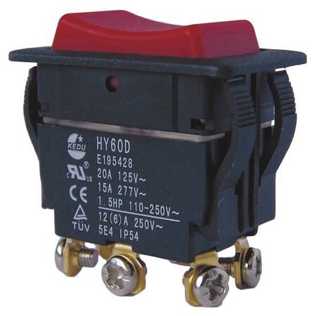 Power First Rocker Switch, DPDT, 6 Connections, Body Color: Black ...