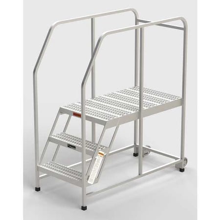 Ega Aluminum Mobile Work Platform, 3 Steps, Handrails, 42"D Platform ...