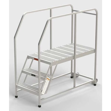 Ega Aluminum Mobile Work Platform, 3 Steps, Handrails, 48"D Platform ...