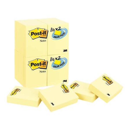Post-It Sticky Notes, 1-1/2x2 In., Yellow, PK24 70005017911 | Zoro