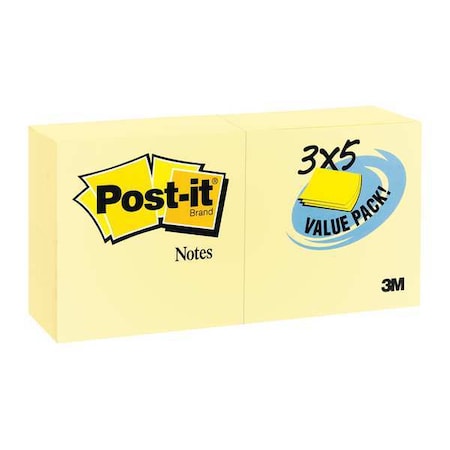 Post-It Sticky Notes, 3x5 In., Yellow, PK24 655-24VAD | Zoro