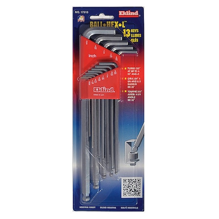 Eklind 13 Piece SAE L-Shape Hex Key Set, 17313 17313 | Zoro
