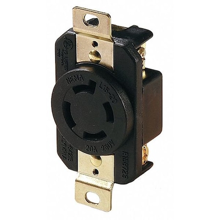 Power First 20A Locking Receptacle 3P 4W 250VAC L15-20R BK 29TK40 | Zoro