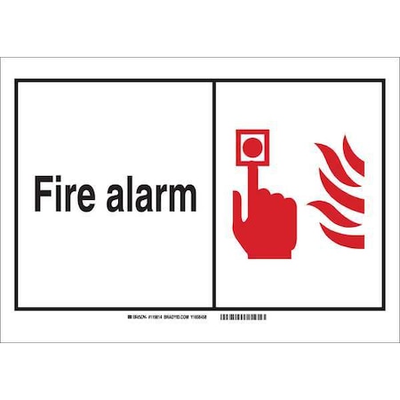 Brady Fire Alarm Sign, 10" Height, 14" Width, Plastic, Rectangle ...