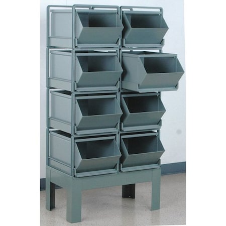 Stackbin Steel Sectional Stacking Bin, 31 in D x 59 in H x 24 in W, 4 Shelves, Gray 1-58RBCU-2 ...