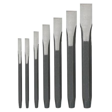 Westward Cold Chisel Set, 1/4 To 7/8 in, Steel, 7 Piece 2AJA6 | Zoro
