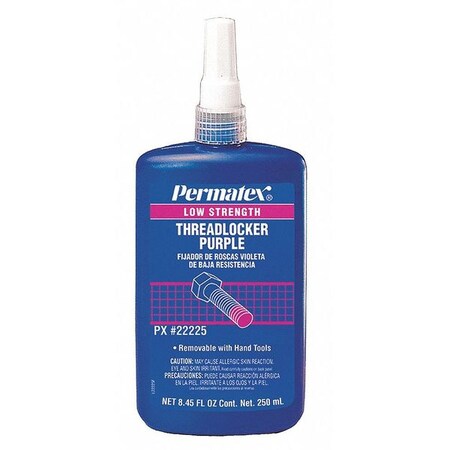 Permatex Threadlocker, Purple, Low Strength, 250mL Bottle 22225 | Zoro