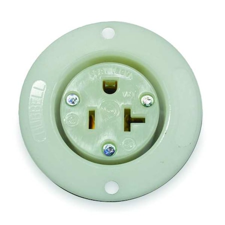 Hubbell Flanged Receptacle, 20 A Amps, 125V AC, Panel Mount, Single ...