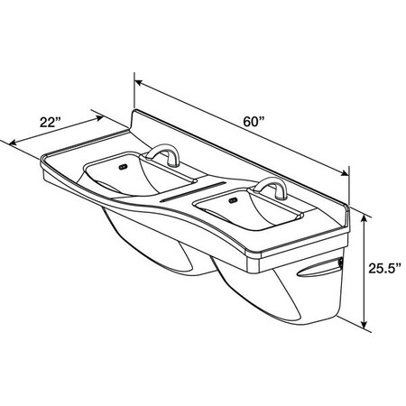 Bradley 22" W x 60" L x Terreon, Lavatory System S45-2464 | Zoro