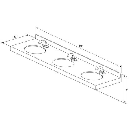 Bradley 22" W x Surface Mount, Terreon, Lavatory Deck S45-2461 | Zoro