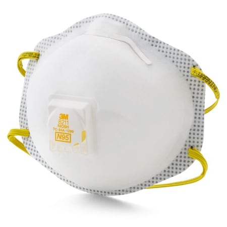 3M N95 Disposable White Particulate Respirator w/ Valve 10pk. 8211 | Zoro