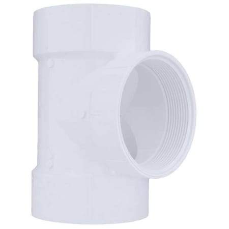 Zoro Select PVC Flush Clean Out Tee, FNPT x Hub x Hub, 4 in Pipe Size ...