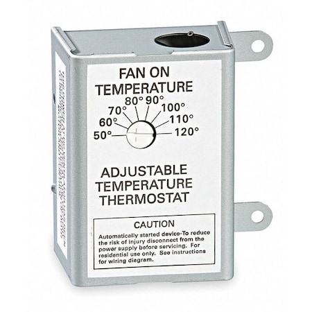 Air Vent Attic Fan Thermostat, Close on Rise, 50 Degrees to 120 Degrees ...