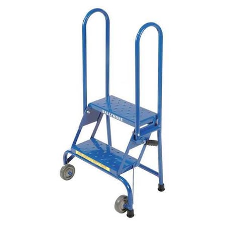 Ballymore 41 in H Steel Folding Rolling Ladder, 2 Steps, 350 lb Load ...