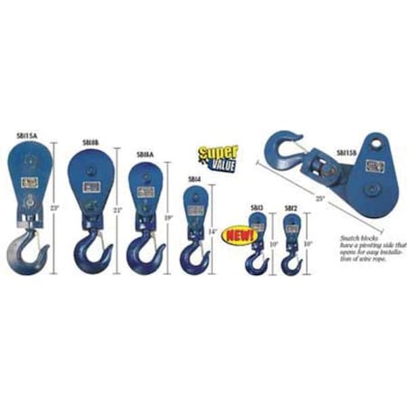 B/A Products Co Snatch Block, Wire Rope, 3/4 in Max Cable Size, 16,000 ...